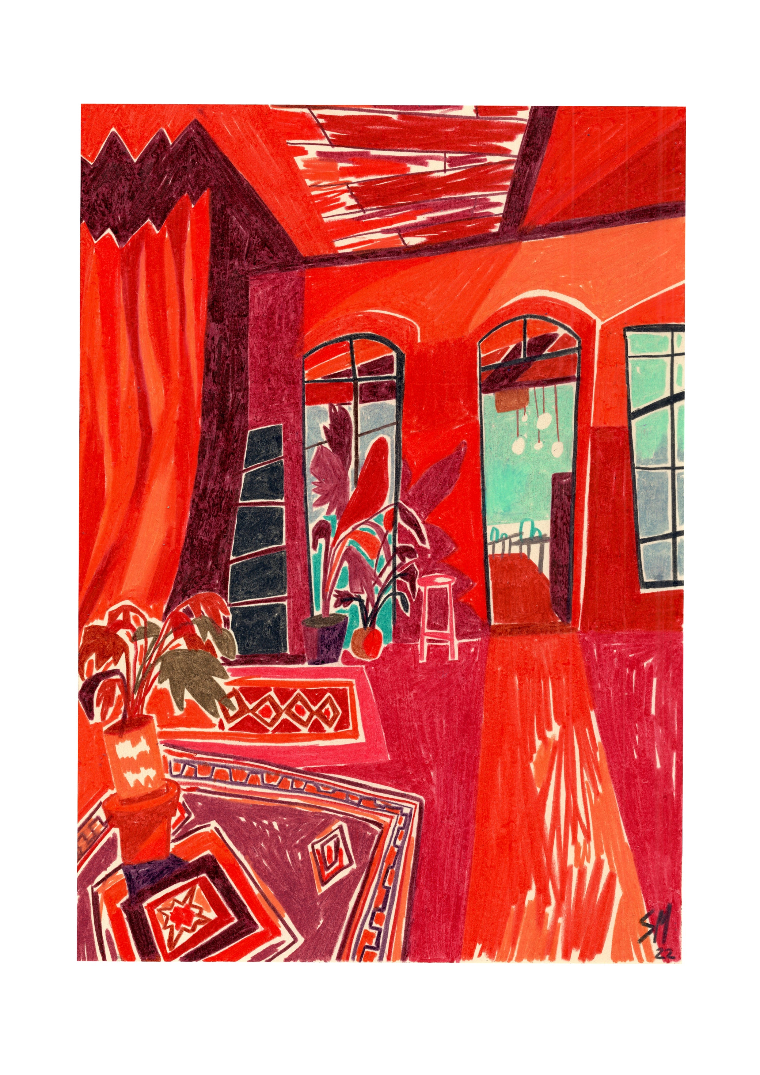 Red Triptych – Sarah Mari Shaboyan Art Store